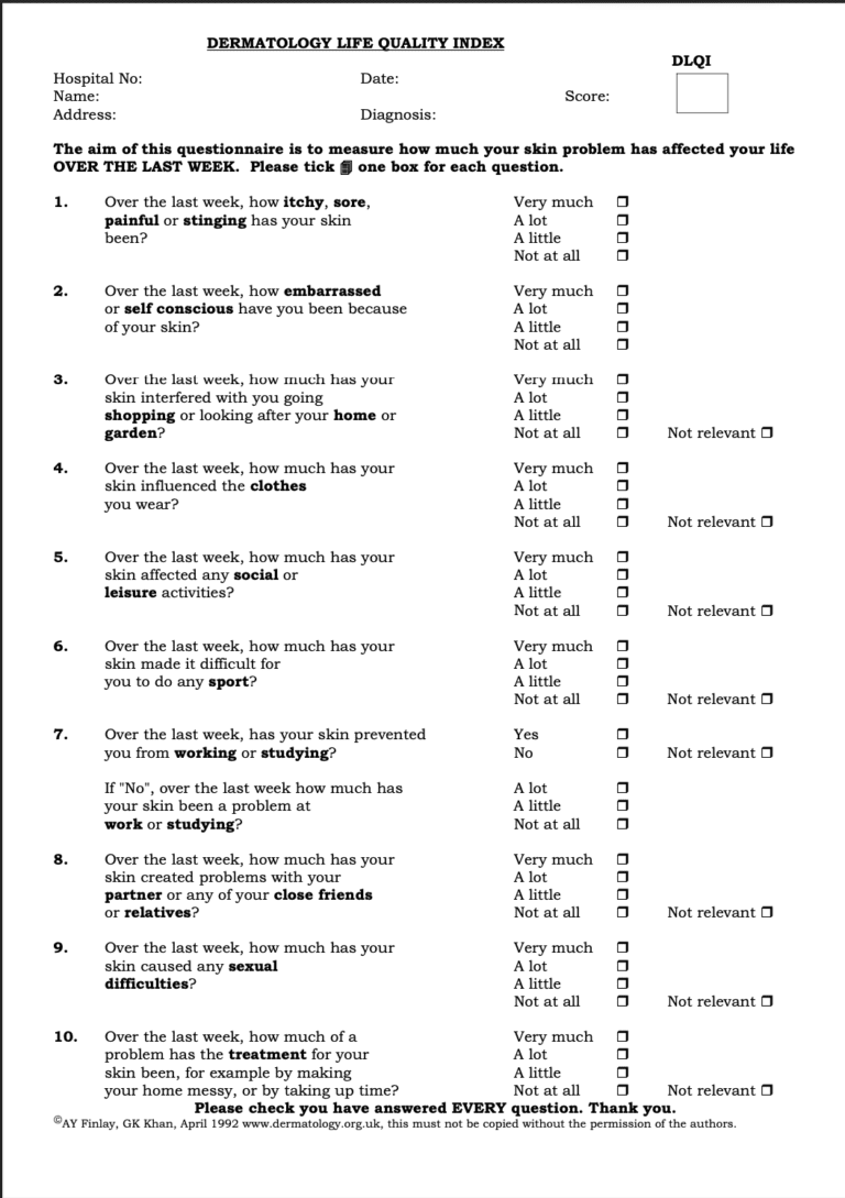 Dermatology Life Quality Index - Dermatology UK